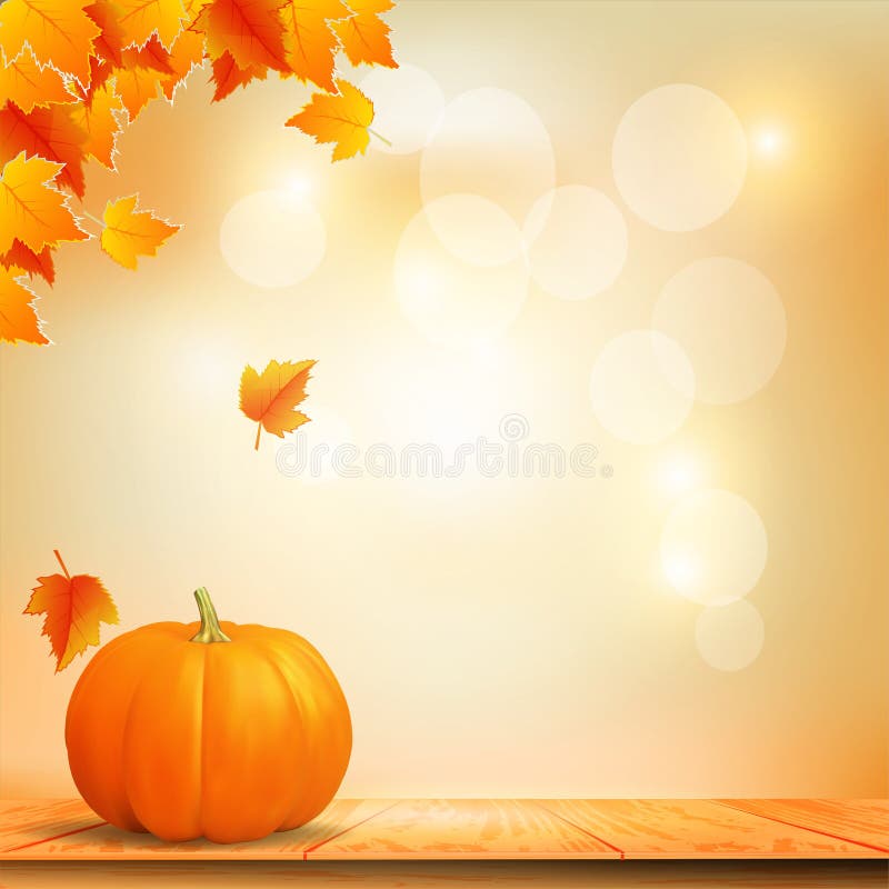 Autumn Background with Autumn Leaves on the Table. Stock Illustration ...