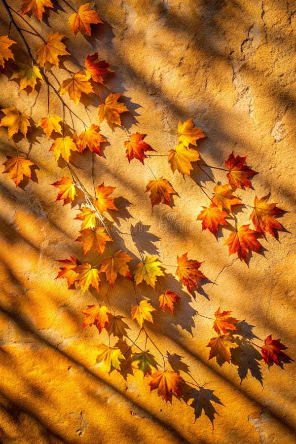 Autumn Background with Maple Leaf Shadows on Wall Stock Illustration ...
