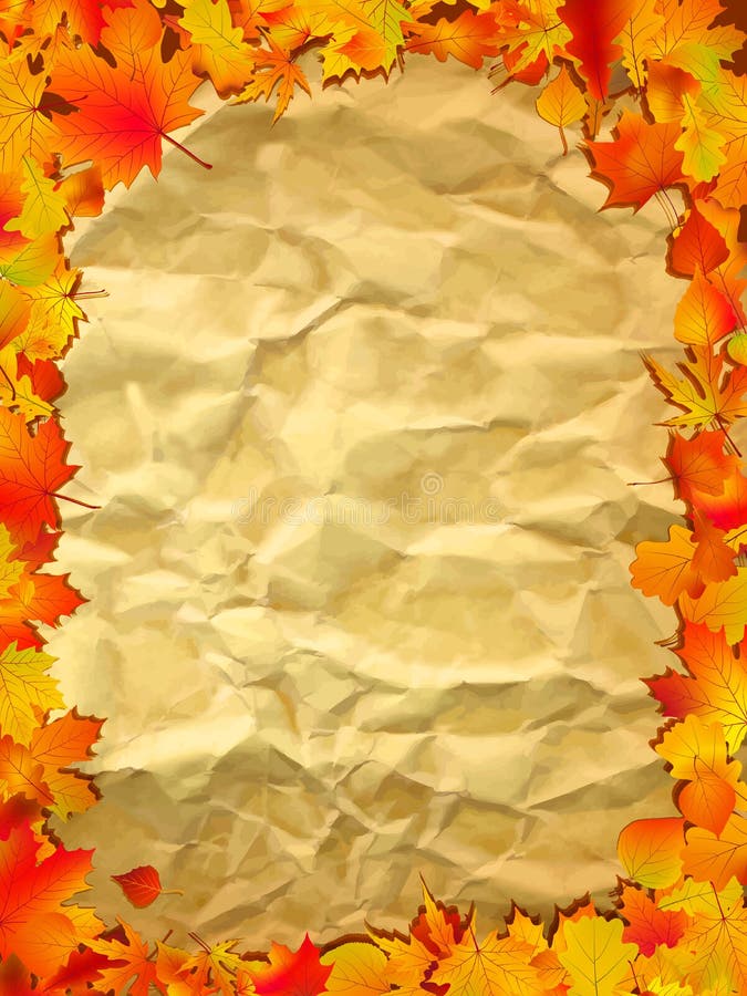 Autumn Background on Old Paper. Stock Vector - Illustration of backdrop ...