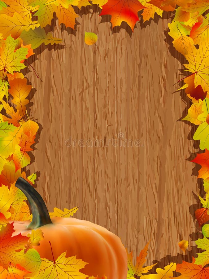 Autumn Background with Pumpkin on Wooden Board. Stock Vector ...