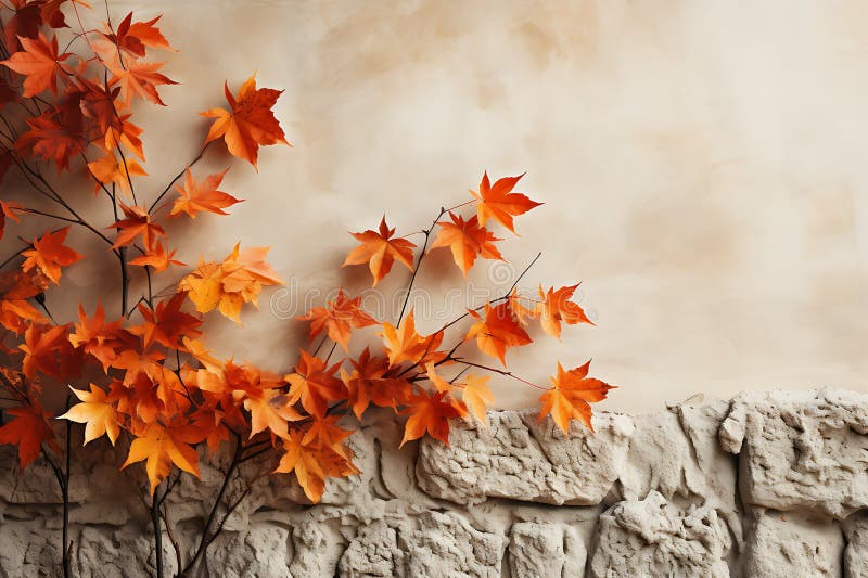 Autumn Background with Shadow of the Maple Tree Leaves on a Wall Stock ...