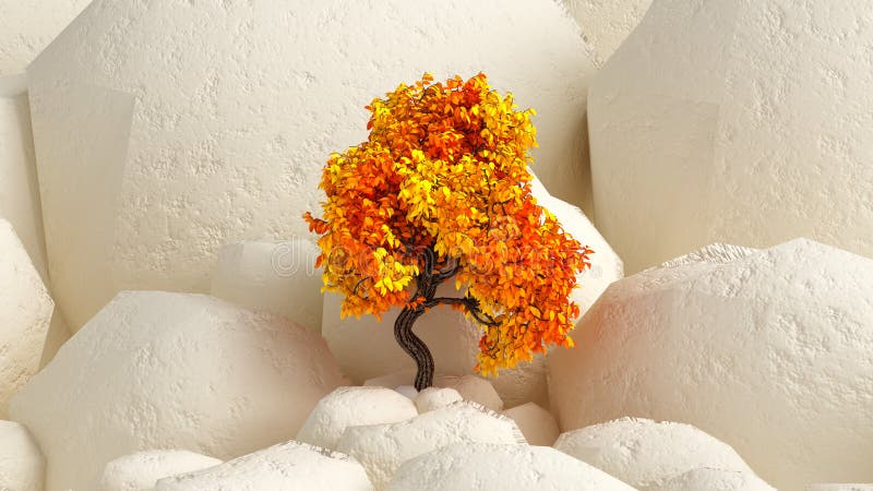 Autumn Background with Stones. 3d Illustration, 3d Rendering Stock ...