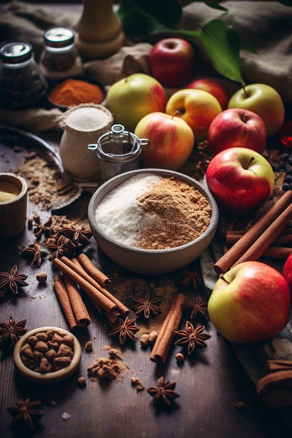 Autumn Baking with Fresh Apples Spice Stock Image - Image of autumn ...