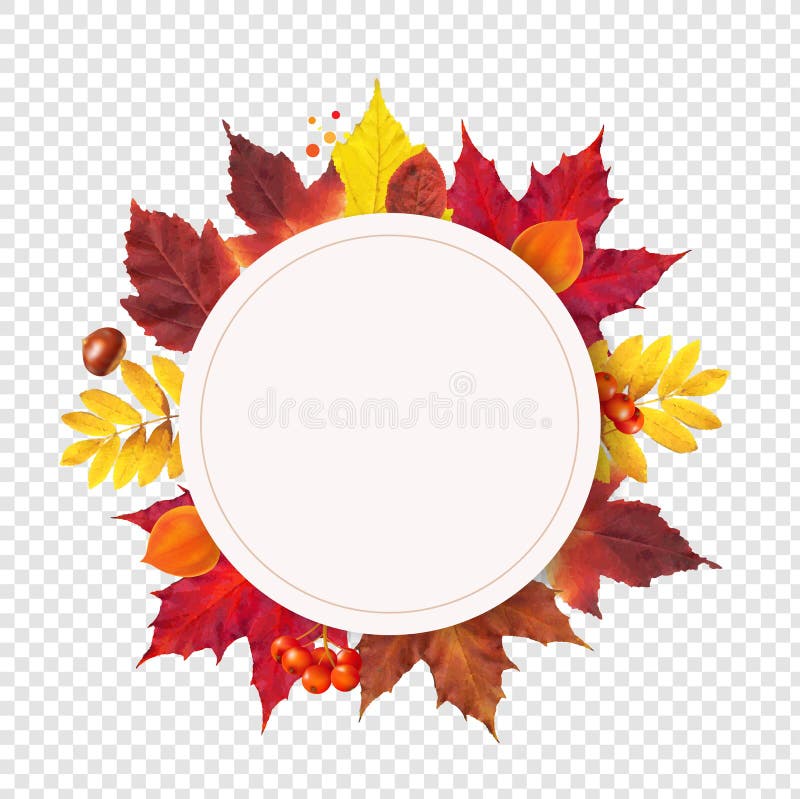 Autumn Banner with Autumn Leaves Transparent Background Stock Vector ...