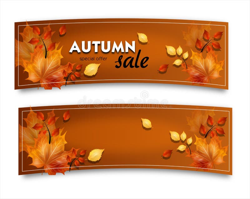 Autumn banner set stock illustration. Illustration of card - 99237291
