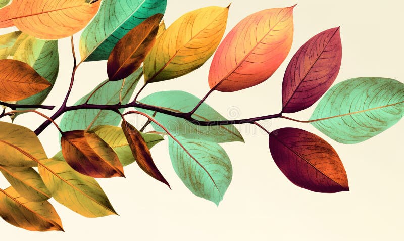 Autumn Beauty, Colorful Leaves on a Branch Stock Illustration ...