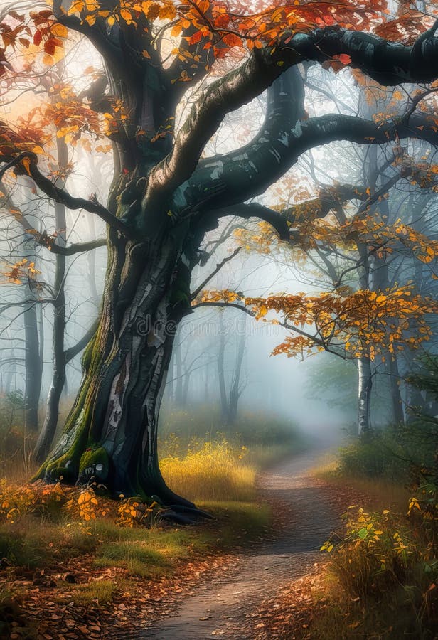 Autumn Beech Tree Forest. AI Generated Stock Illustration ...