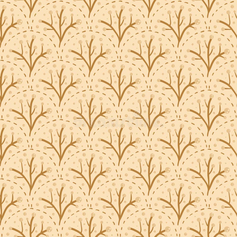 Autumn Berries Twig Seamless Pattern. Fall Forest Scallop Repeat ...