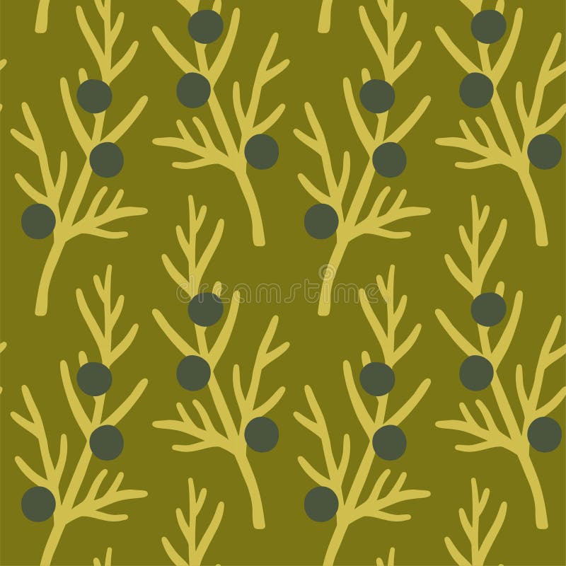 Autumn Berry Seamless Pattern. Fall Isolated Berries on Dark Green ...