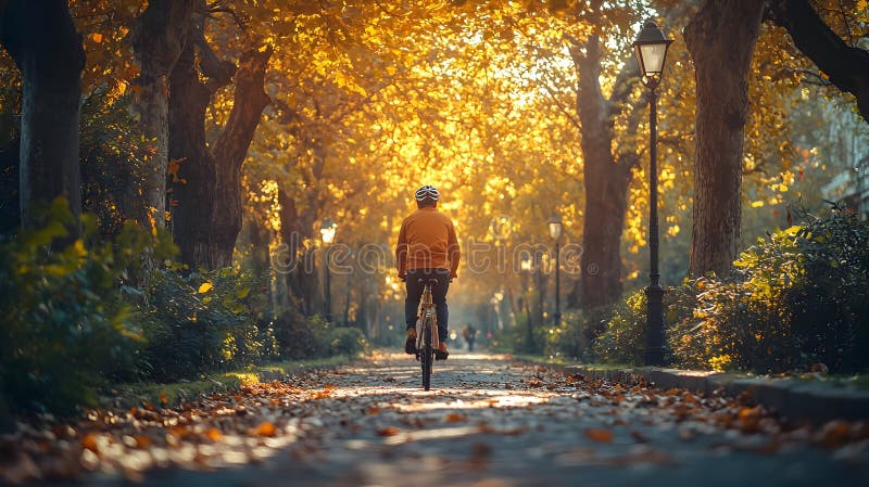 Autumn Bike Ride through a Pathway Stock Image - Image of yellow, warm ...
