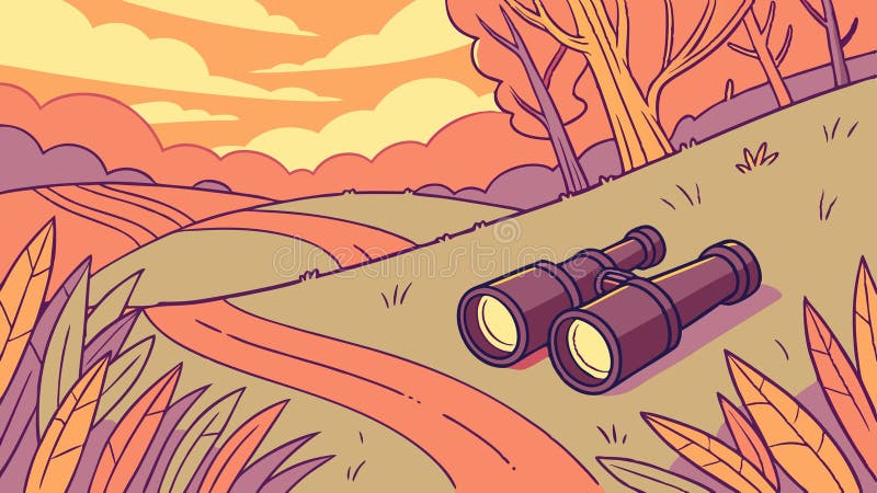 Autumn Binoculars Observation on Rural Path, Vector Design Generative ...