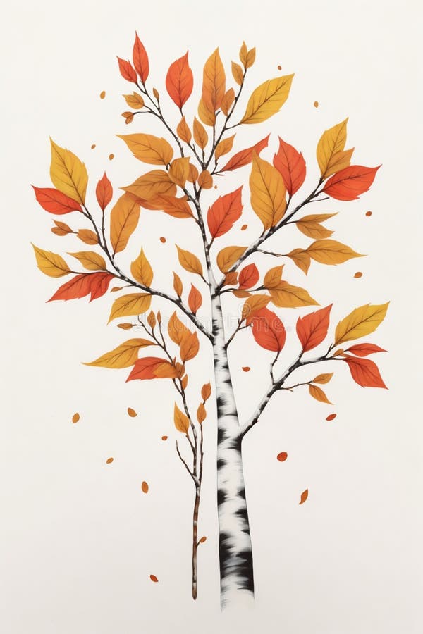 Autumn Birch Leaves with the First Snow Graphics Stock Illustration ...