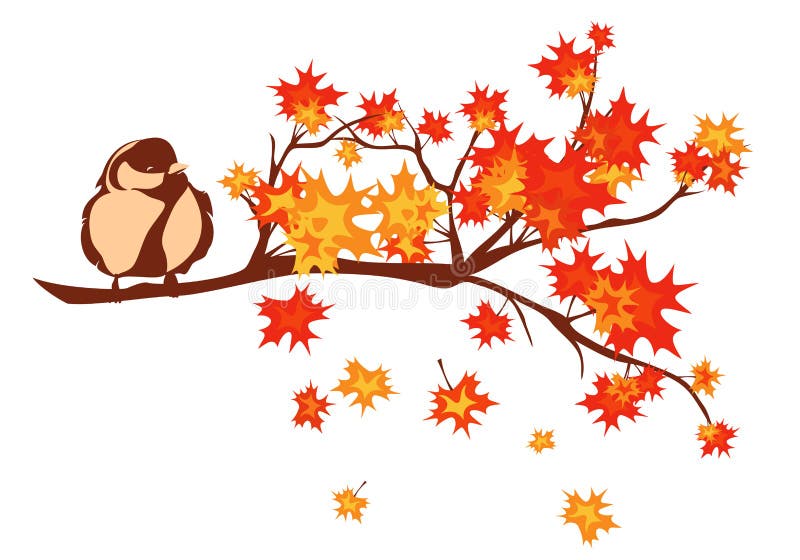 Autumn bird stock vector. Illustration of plant, bright - 44624146