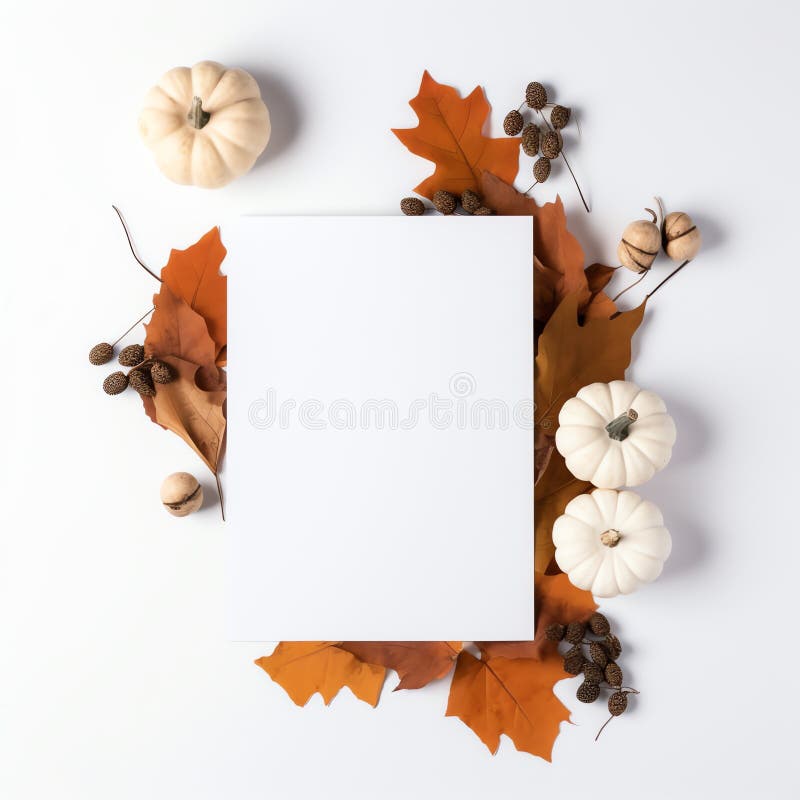 Autumn Blank Paper Card Mockup Stock Illustration - Illustration of ...