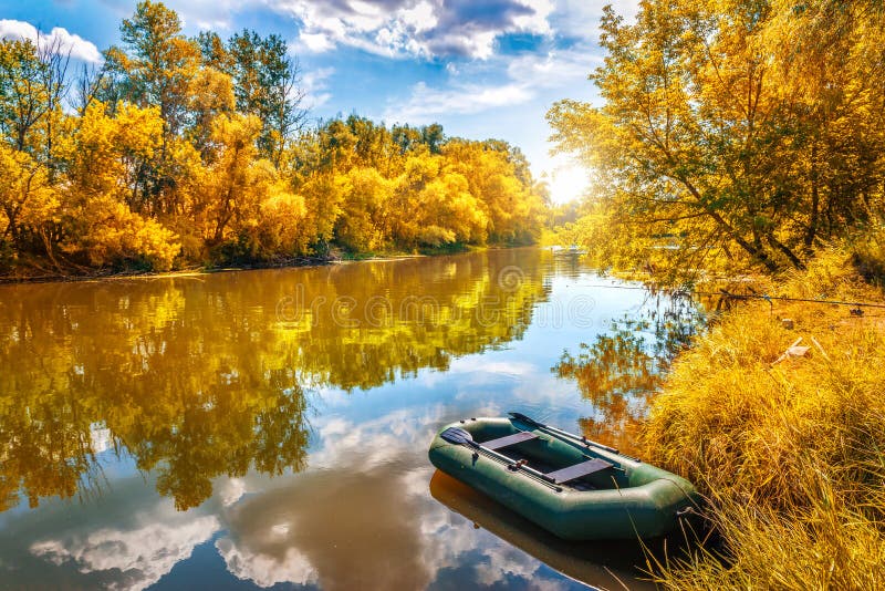 Autumn Boat Rental Dock , Tahquamenon Falls, MI Stock Image - Image of ...