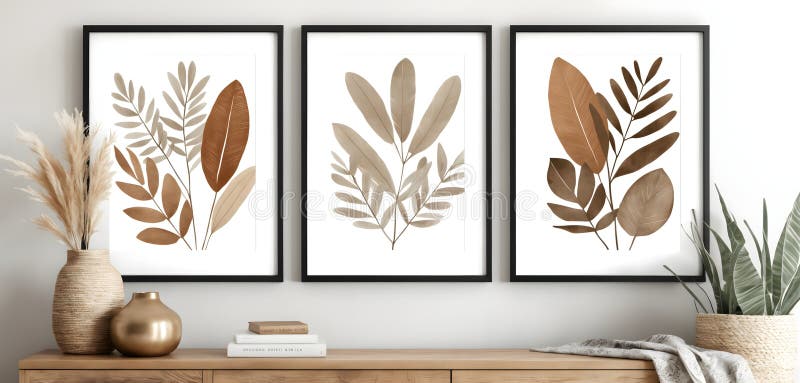 Autumn Boho Botanicals: Neutral Scandi-Inspired Wall Art Stock Photo ...