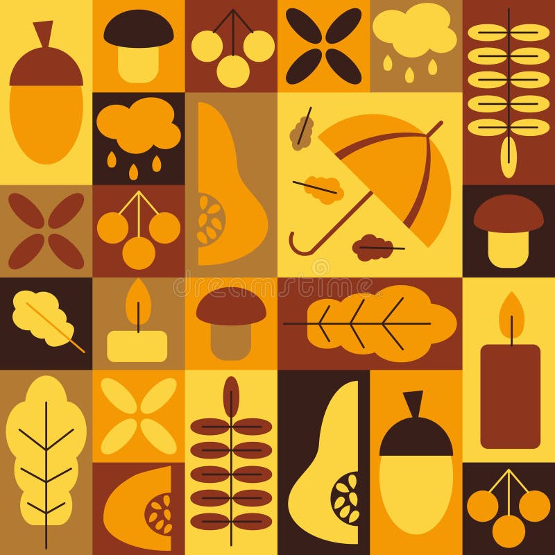 Autumn Bold Seamless Pattern in Geometric Style Stock Vector ...