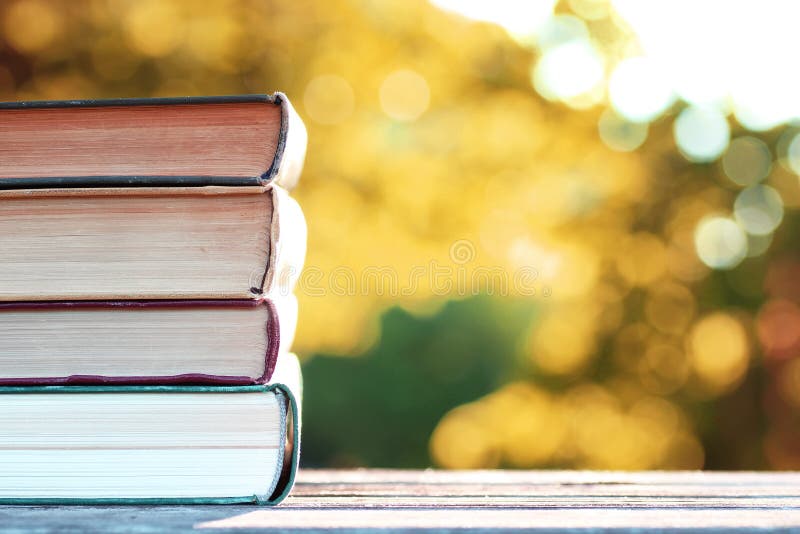 Autumn Book Stack Wooden Outdoor Stock Image - Image of fruit, grunge ...