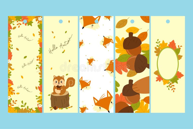 Autumn Bookmark Template Vector Set Ilustración del Vector ...