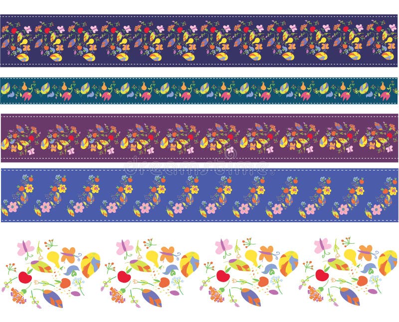 Autumn Borders Design Set with Flowers Stock Vector - Illustration of ...