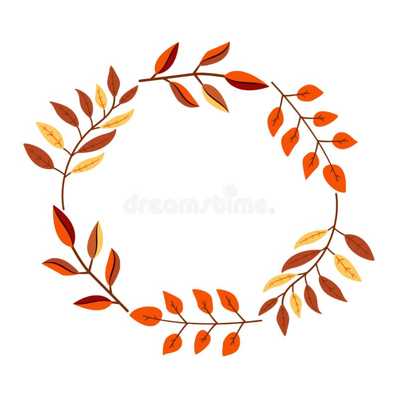 Autumn Branches of Different Trees in the Form of a Circle Colorful ...