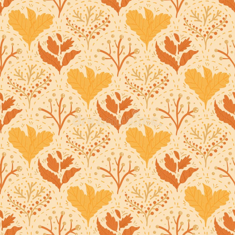 Autumn Bunch of Leaves and Berries Seamless Pattern. Fall Forest ...