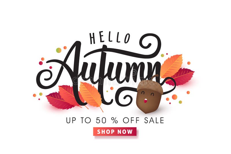Autumn Leaves Background. Seasonal Lettering.Promotion Sale Banner of ...