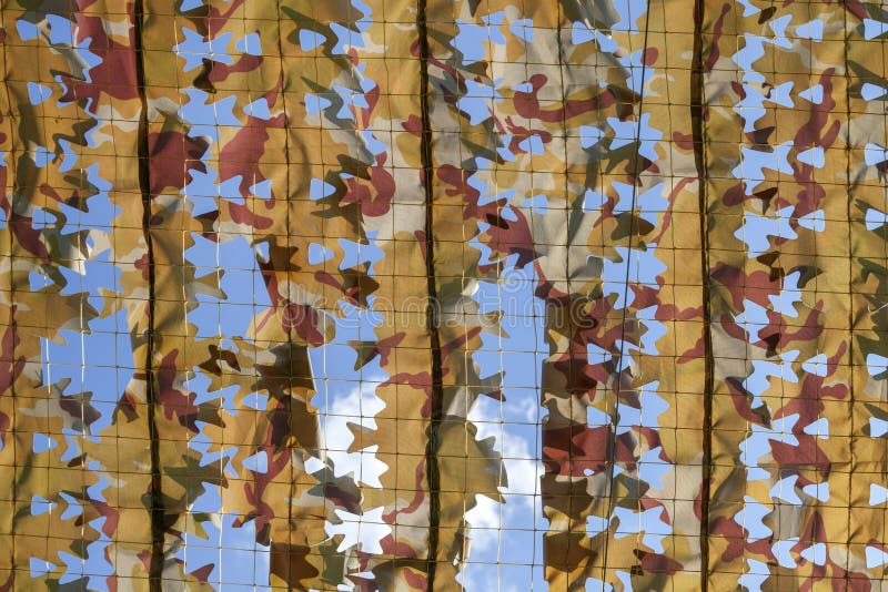 Autumn Camo Camouflage Net Netting with Sun Background Stock Image ...