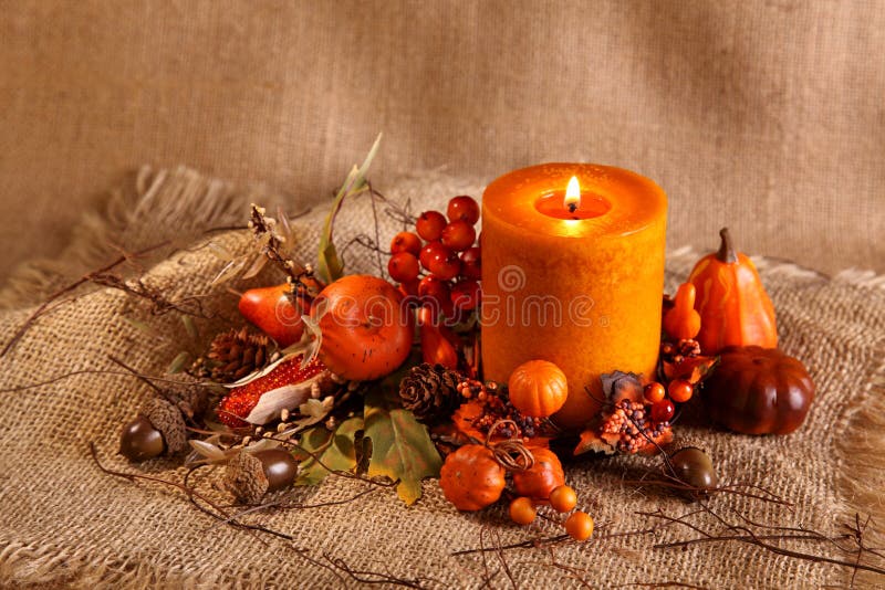 Autumn candle stock photo. Image of horizontal, canvas - 15365454