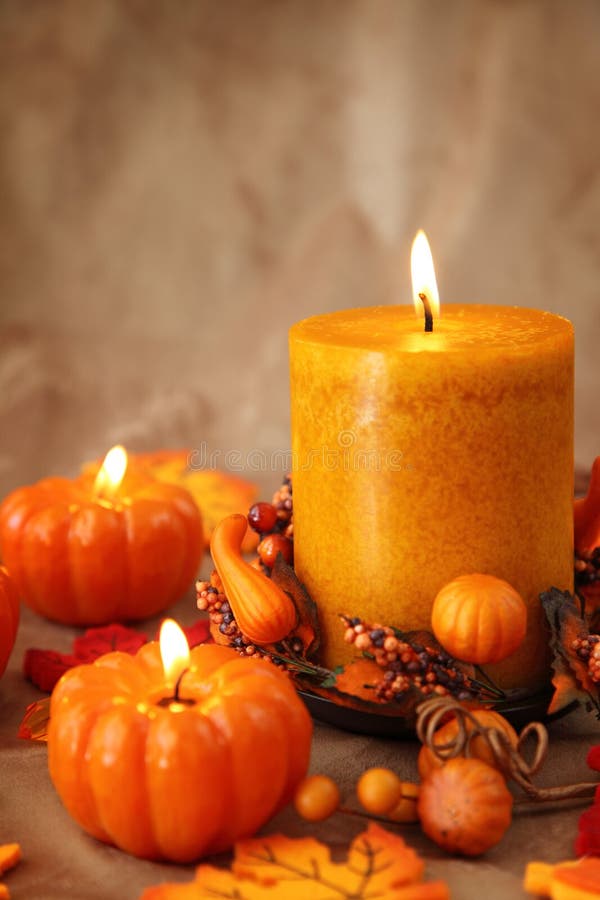 Autumn candle stock photo. Image of horizontal, canvas - 15365454