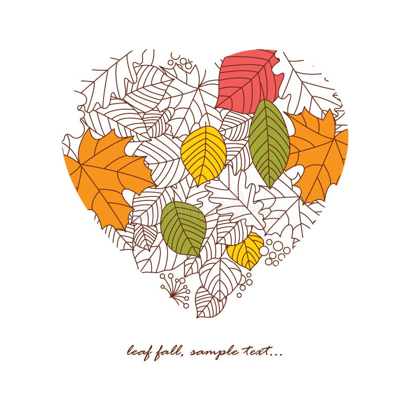 Heart with autumn leaves stock vector. Illustration of holiday - 15679301