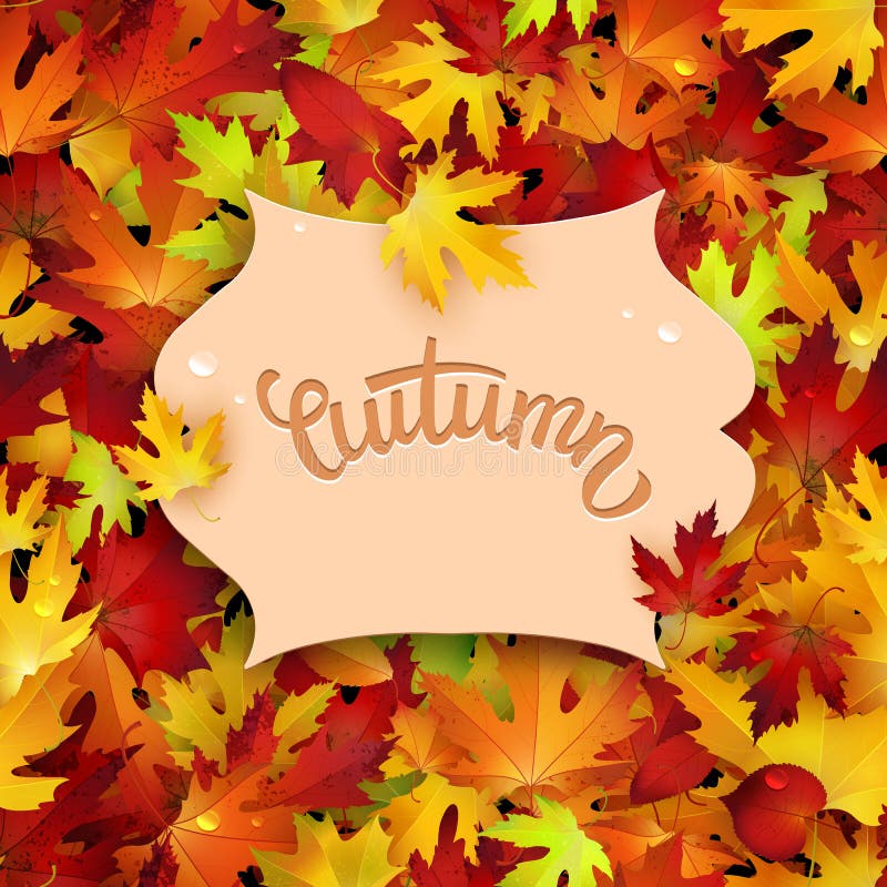 Autumn Card, Colorful Leaves Frame, Background, Template Stock Vector ...