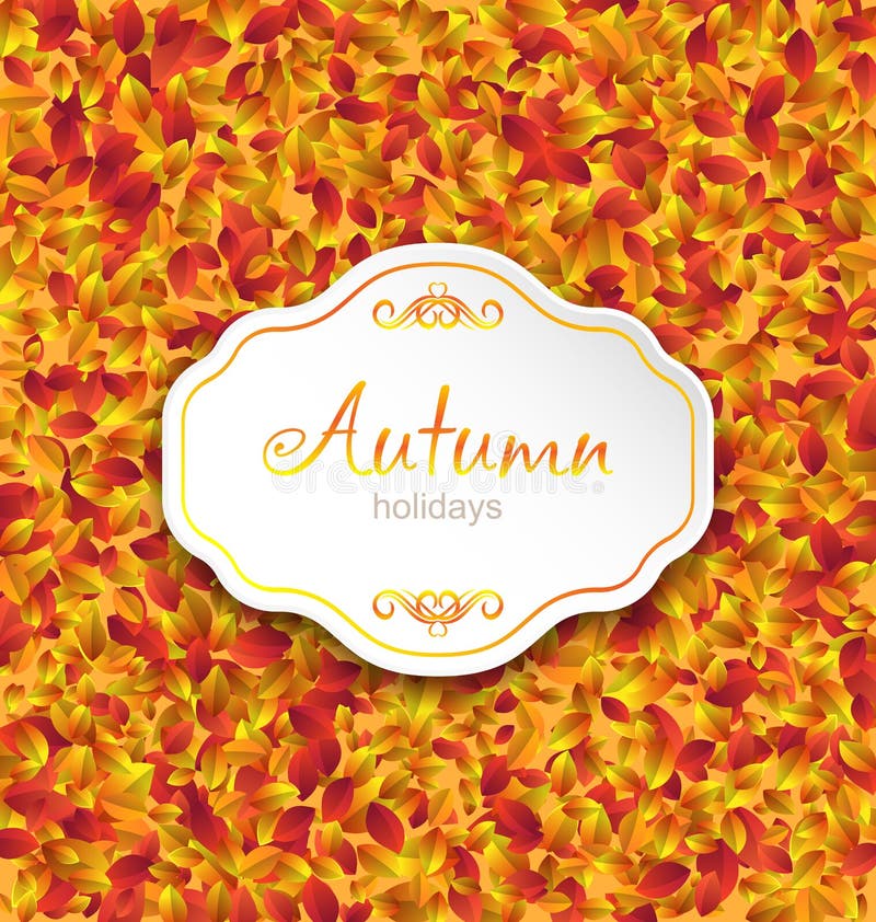 Autumn Card on Orange Leaves Texture, September Background Stock Vector ...