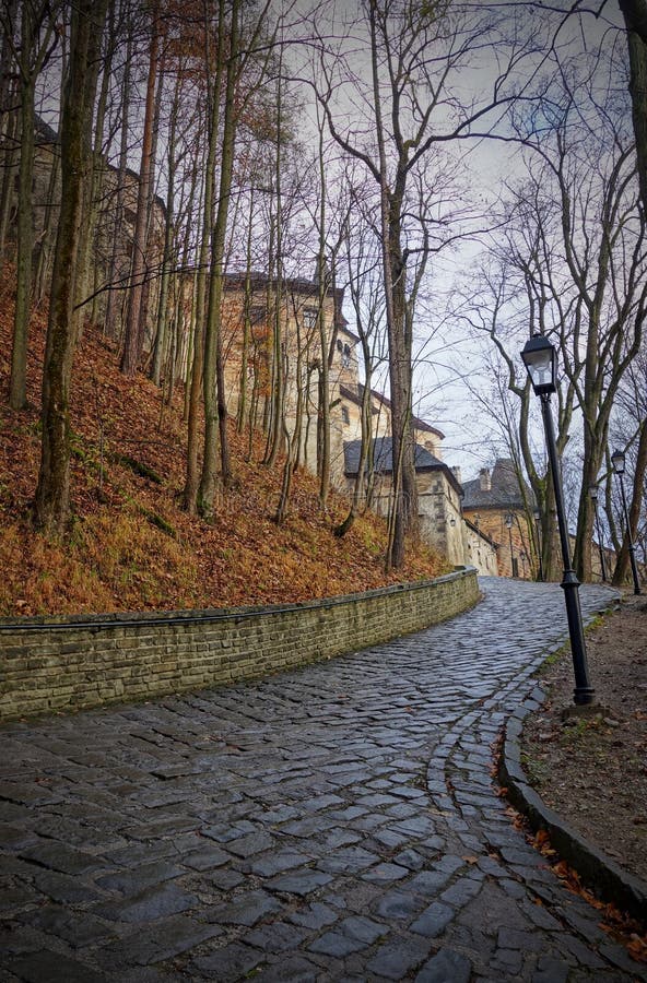 Autumn castle path stock image. Image of road, leading - 62245219