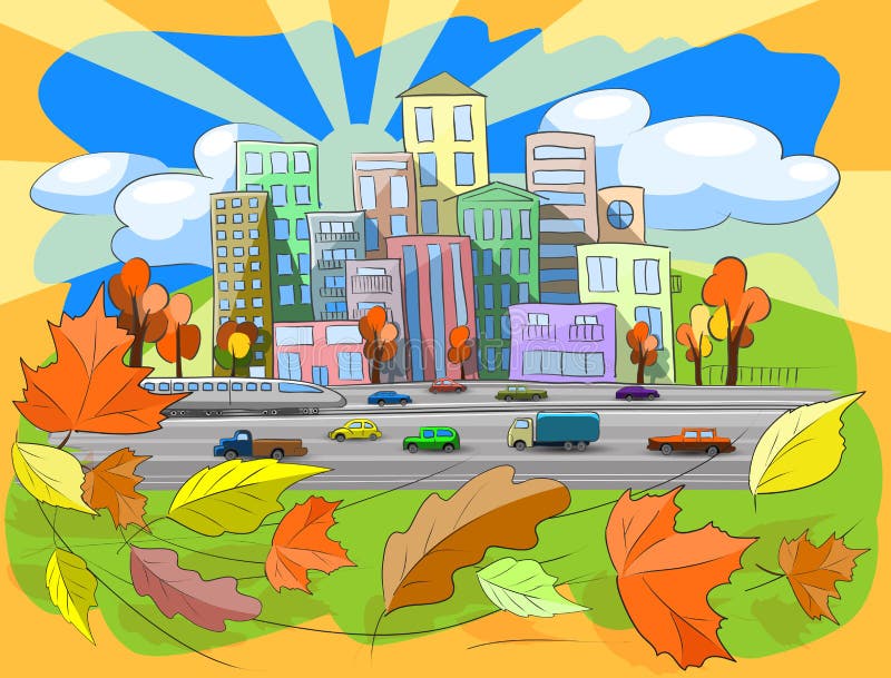 Cartoon City Frame. Map Landscape with Cities, Mountains, Roads, Sea ...