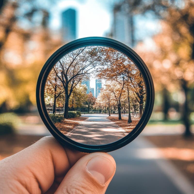 Autumn City View through Lens Stock Photo - Image of trees, city: 360305040