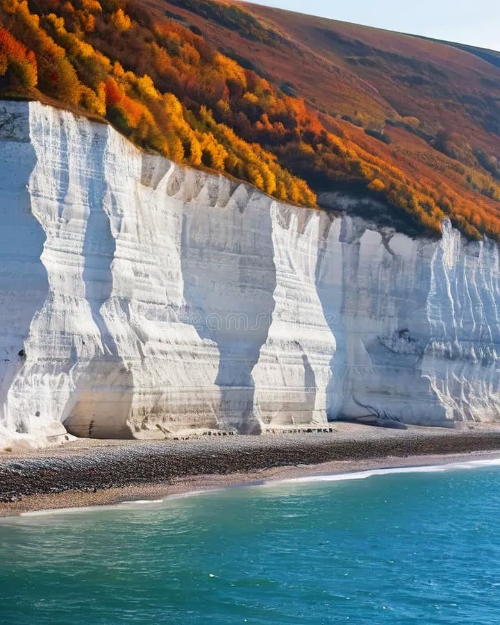 Autumn Coastal Scene stock illustration. Illustration of coastline ...