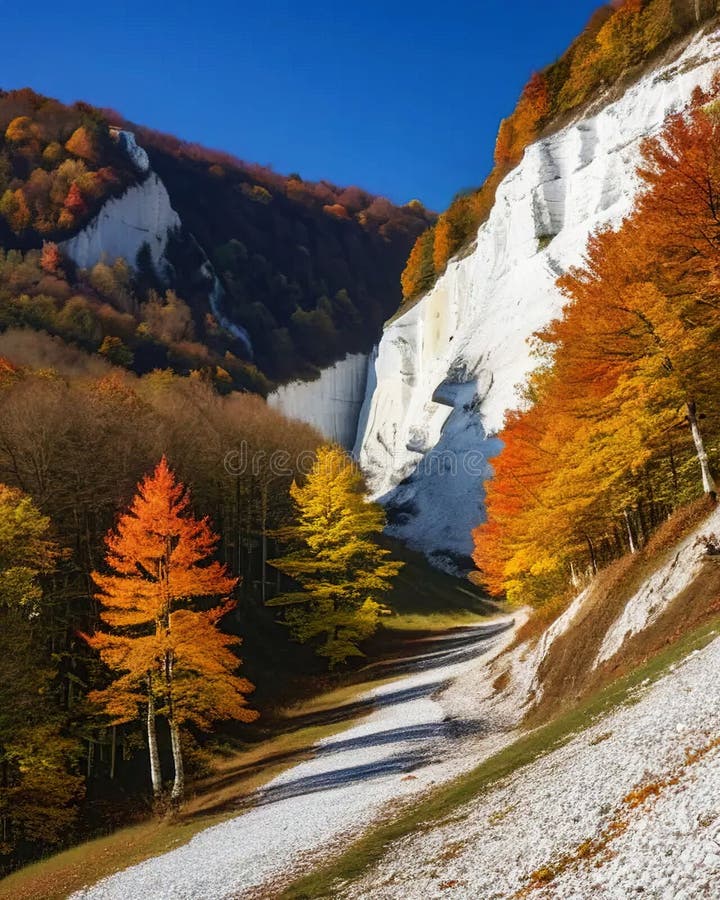 Autumn Coastal Scene stock illustration. Illustration of beauty - 304854131