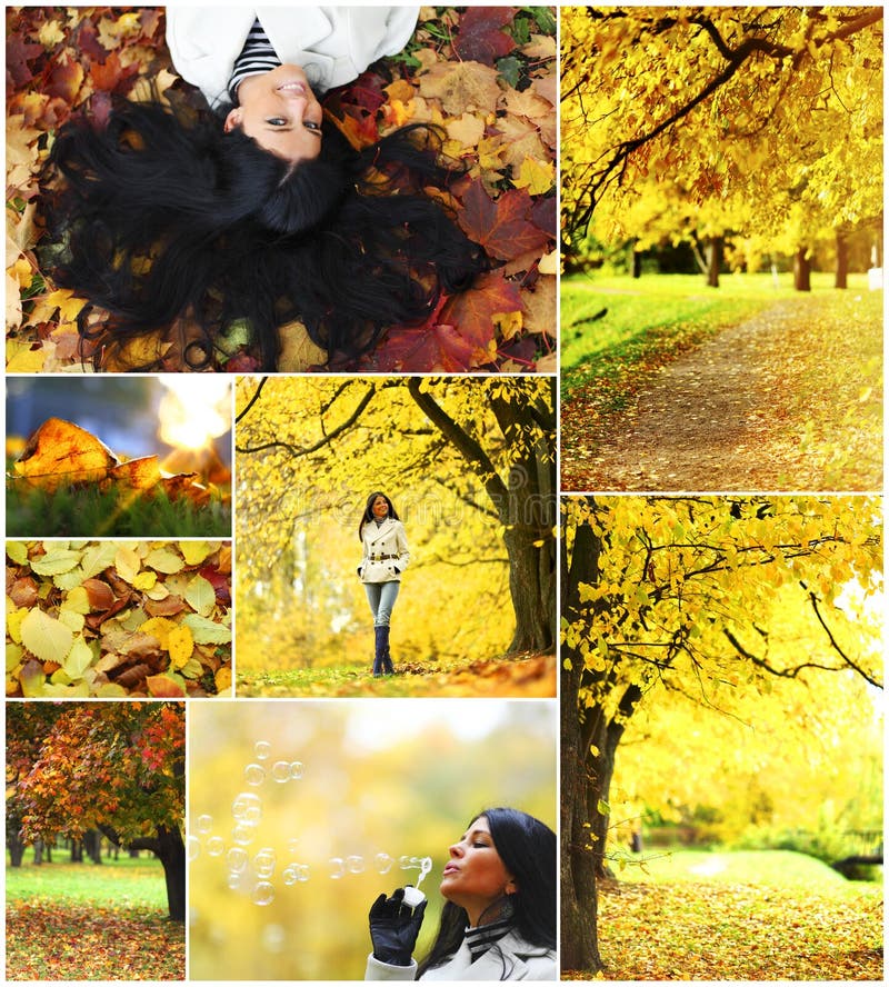Autumn collage stock image. Image of caucasian, face - 32432179