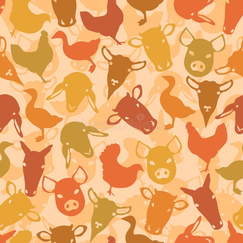 Autumn Color Farm Animal Pattern Design Stock Vector - Illustration of ...