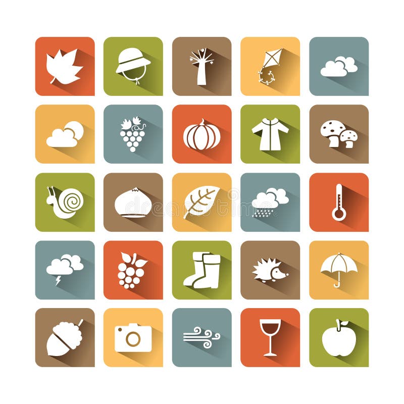 Autumn color icon set stock vector. Illustration of pumpkin - 97284931