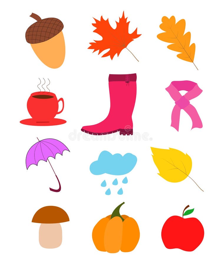 Autumn Color Icon And Symbols Set For Design Stock Illustration ...