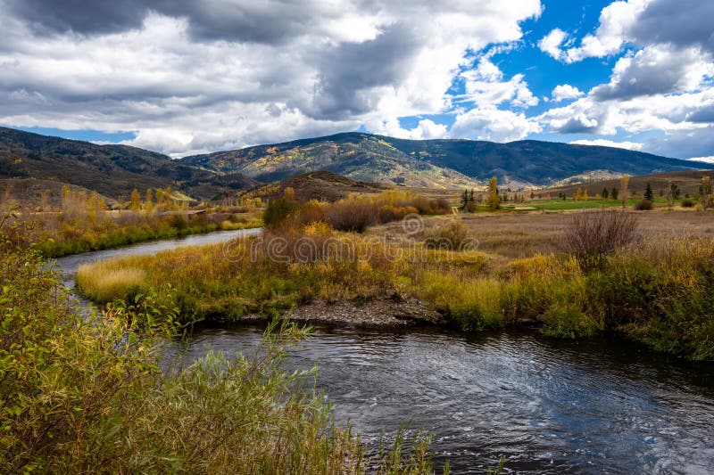 Autumn Coloras in the Yampa River Valley Stock Photo - Image of colorado, clouds: 259008766