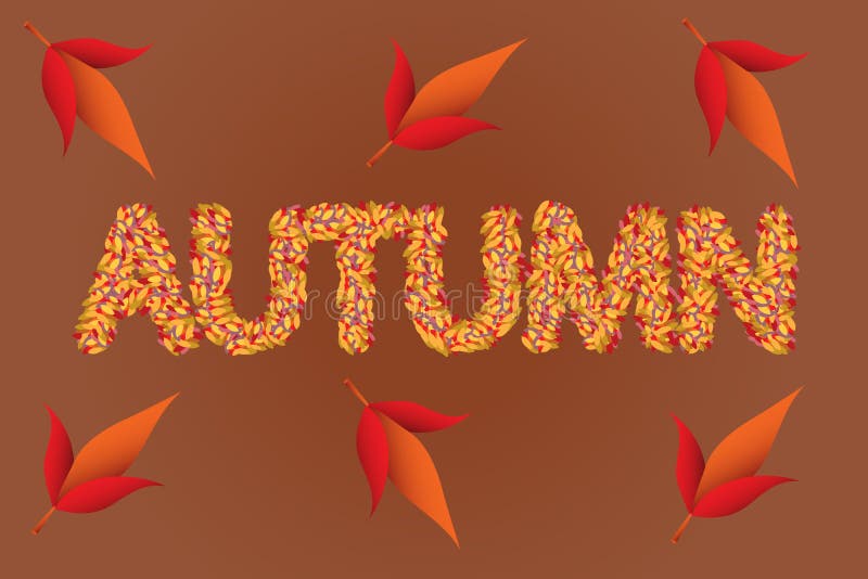 Autumn colored leaves text stock vector. Illustration of autumn - 44290334