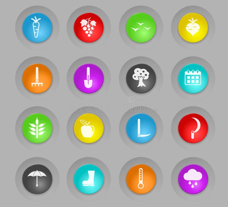 Autumn Colored Plastic Round Buttons Icon Set Stock Vector ...