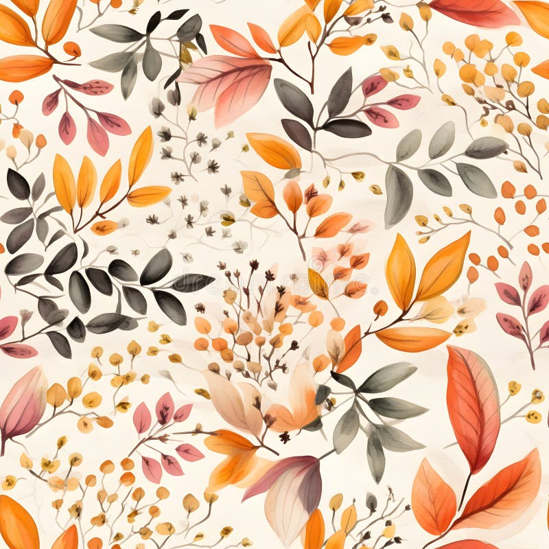 Autumn Colorful Leaves Seamless Pattern on Light Color. Fall Background ...