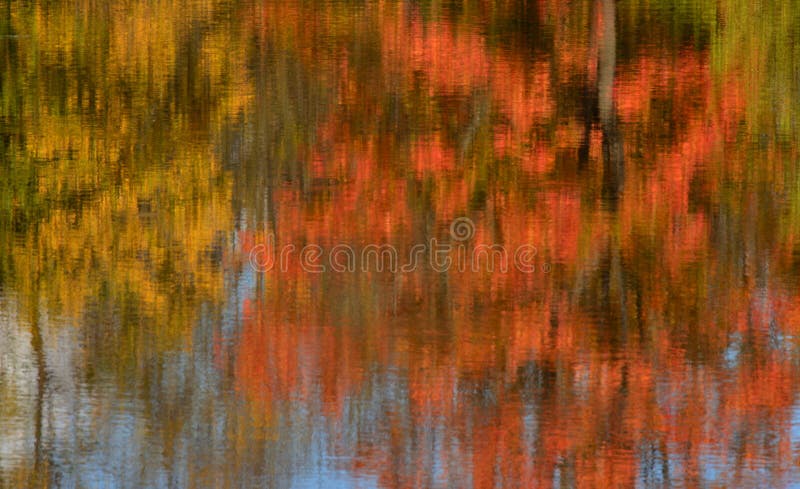 Impressionistic Reflection of Autumn Trees in Pond Stock Photo - Image ...
