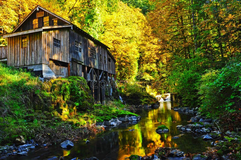 Autumn Colors Surround this Old Mill Stock Photo - Image of stream ...