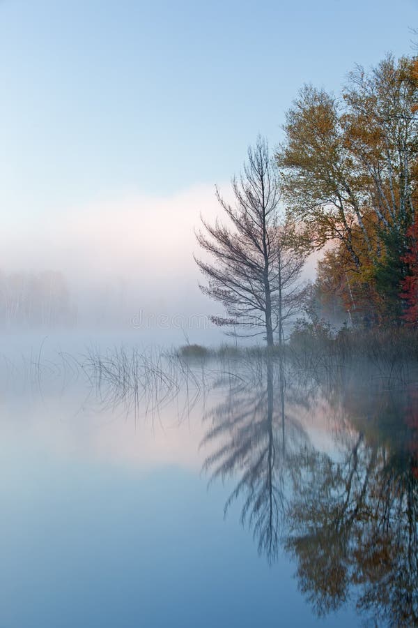 Thick Blanket of Fog Covers Lake and Wooden Dock Stock Photo - Image of ...
