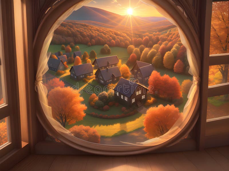 Autumn Countryside Landscape, Generative AI Illustration Stock ...